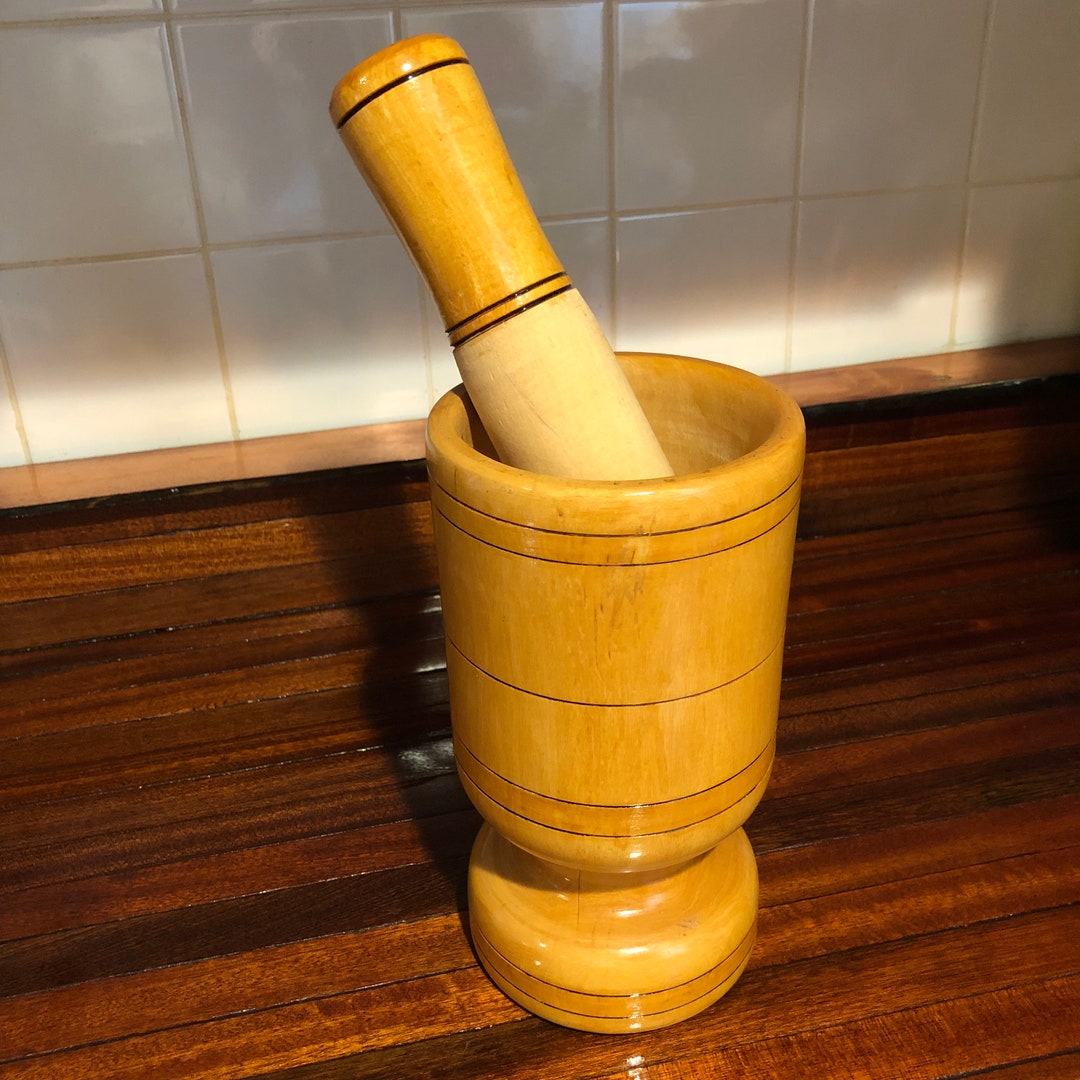 Tall Wooden Pestle and Mortar/hand-turned Pestle and Mortar/free ...