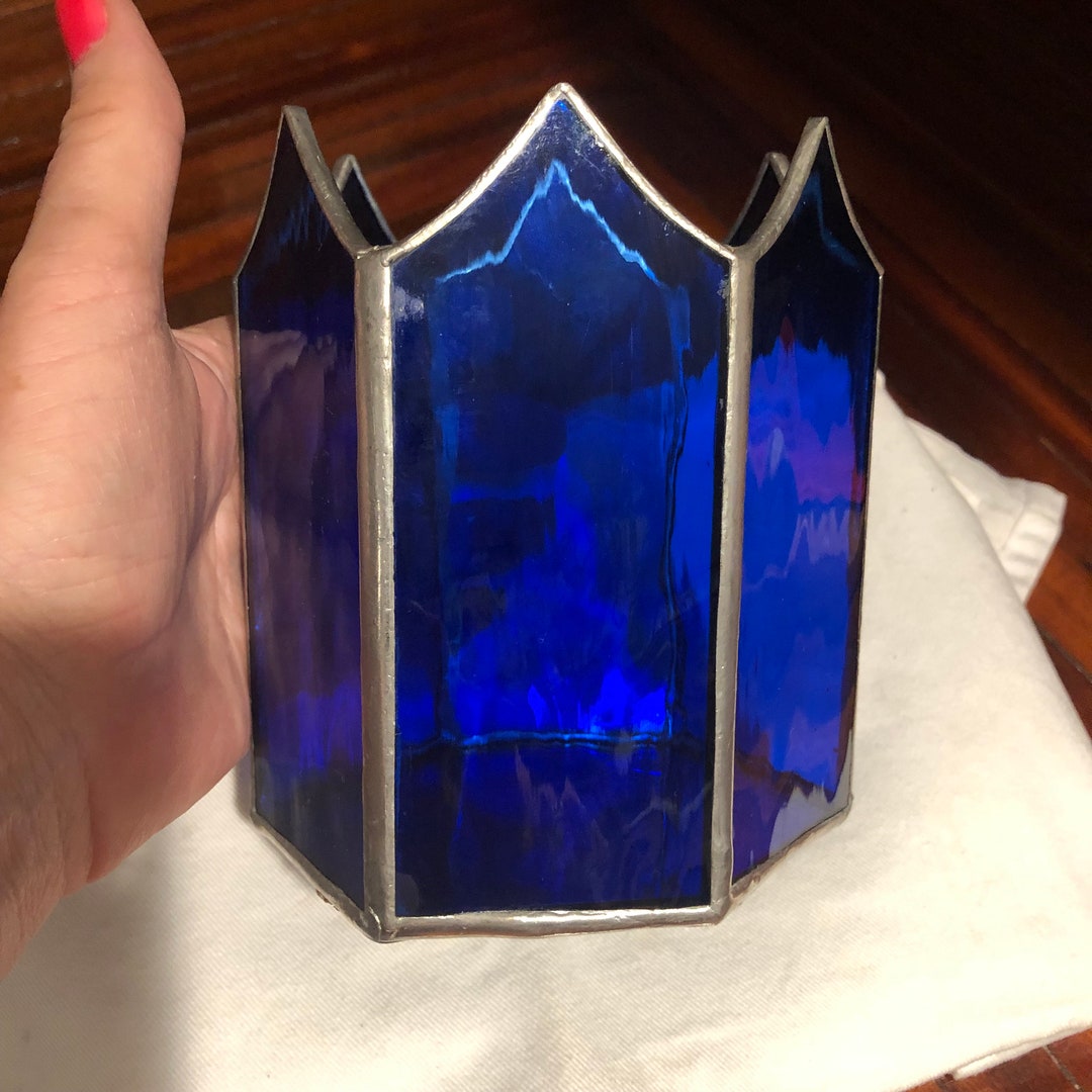 Handmade Cobalt Blue Stained Glass Pen/pencil Holder/stained Glass ...