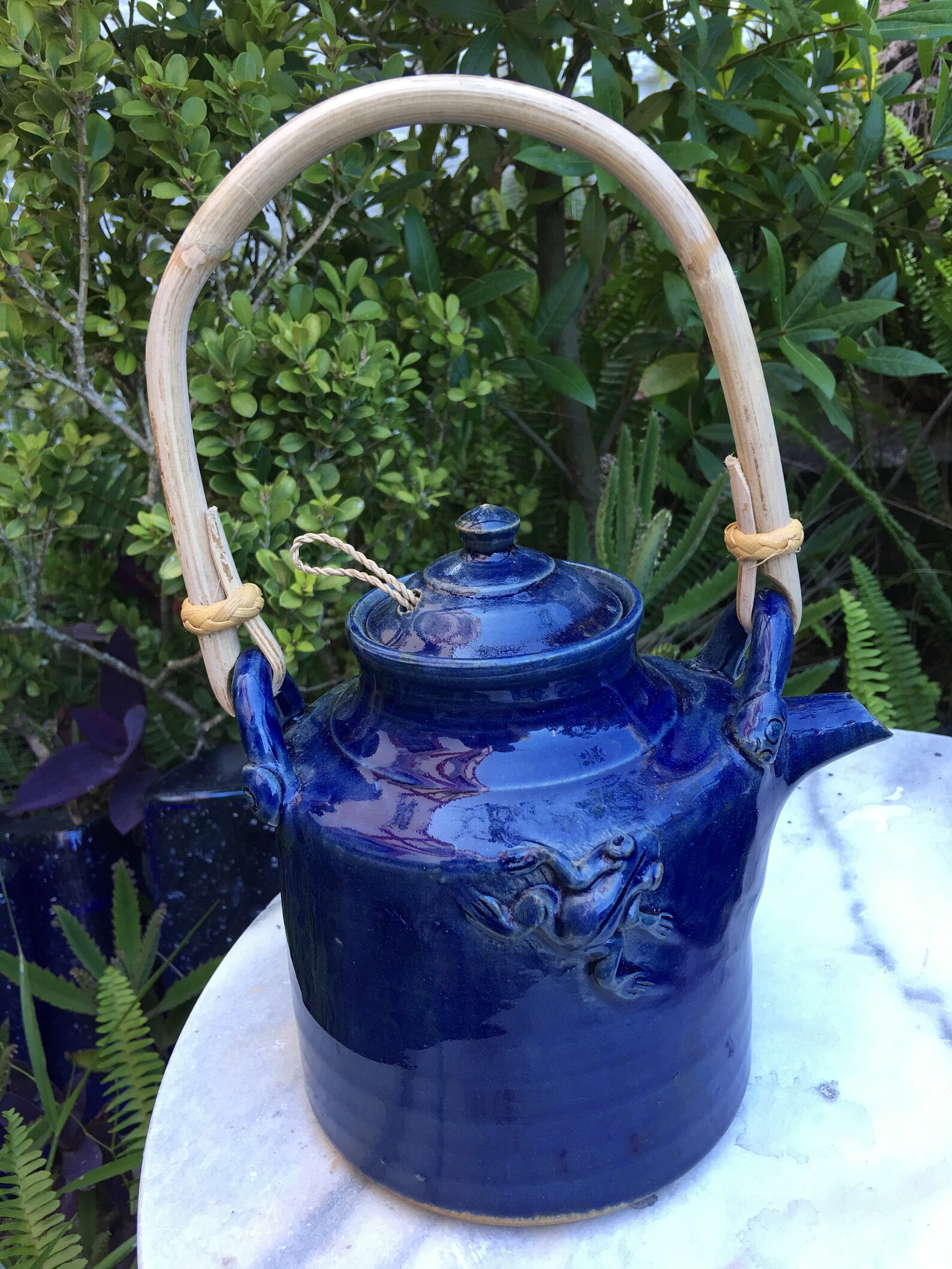 Indigo Frog Song Teapot with Cup/Saucer and Lid/Free Shipping | Etsy