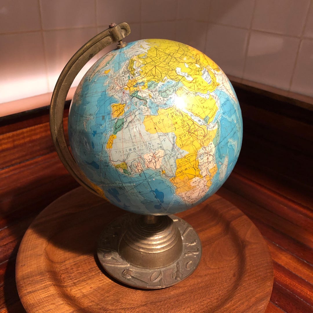 1960's Japanese (written in the Japanese Language) World Desk Globe ...