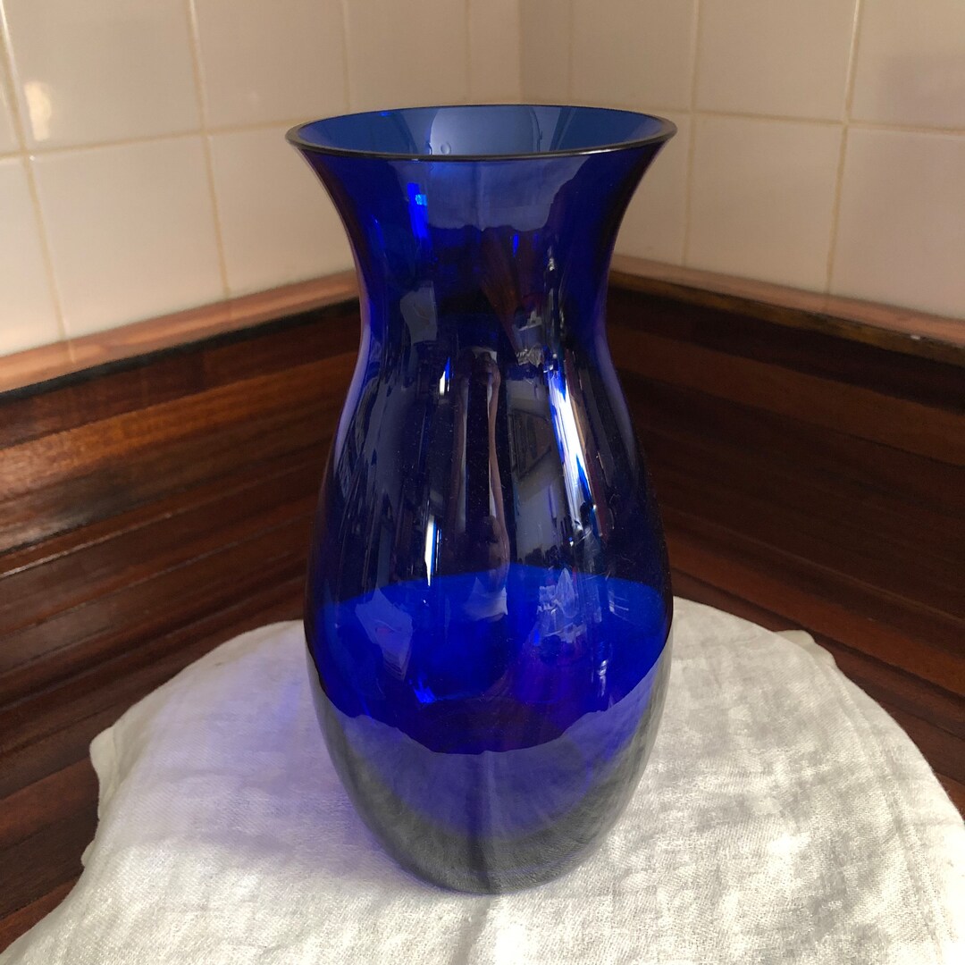 Hand-blown Cobalt/blue Flower Vase/handmade Cobalt Flower Vase/free ...