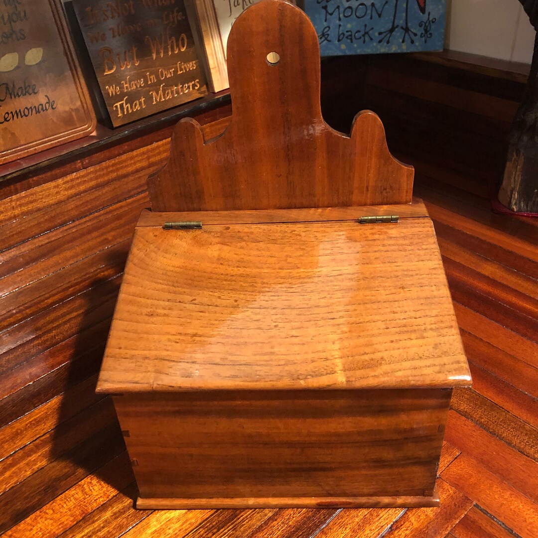 Vintage Handmade Mahogany Wood Salt Box/colonial Salt Box/free Shipping ...