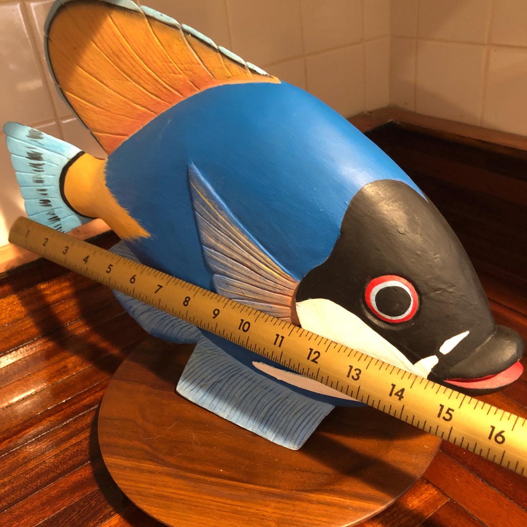 Large Hand-painted Wooden Fish/hand Carved Large Wooden Fish/#09080925/ ...