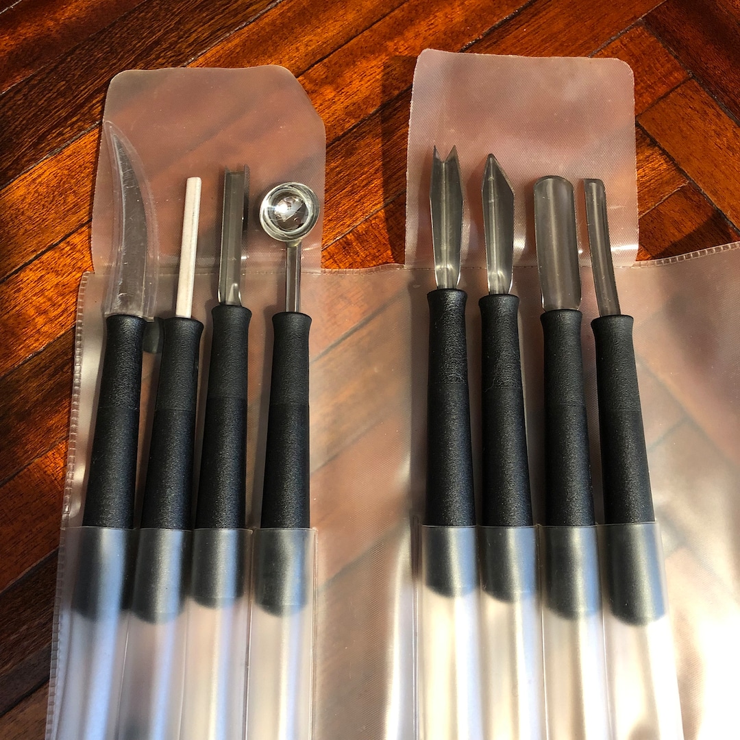 Eight Piece Triangle Professional Fruit and Vegetable Carving Set/free ...