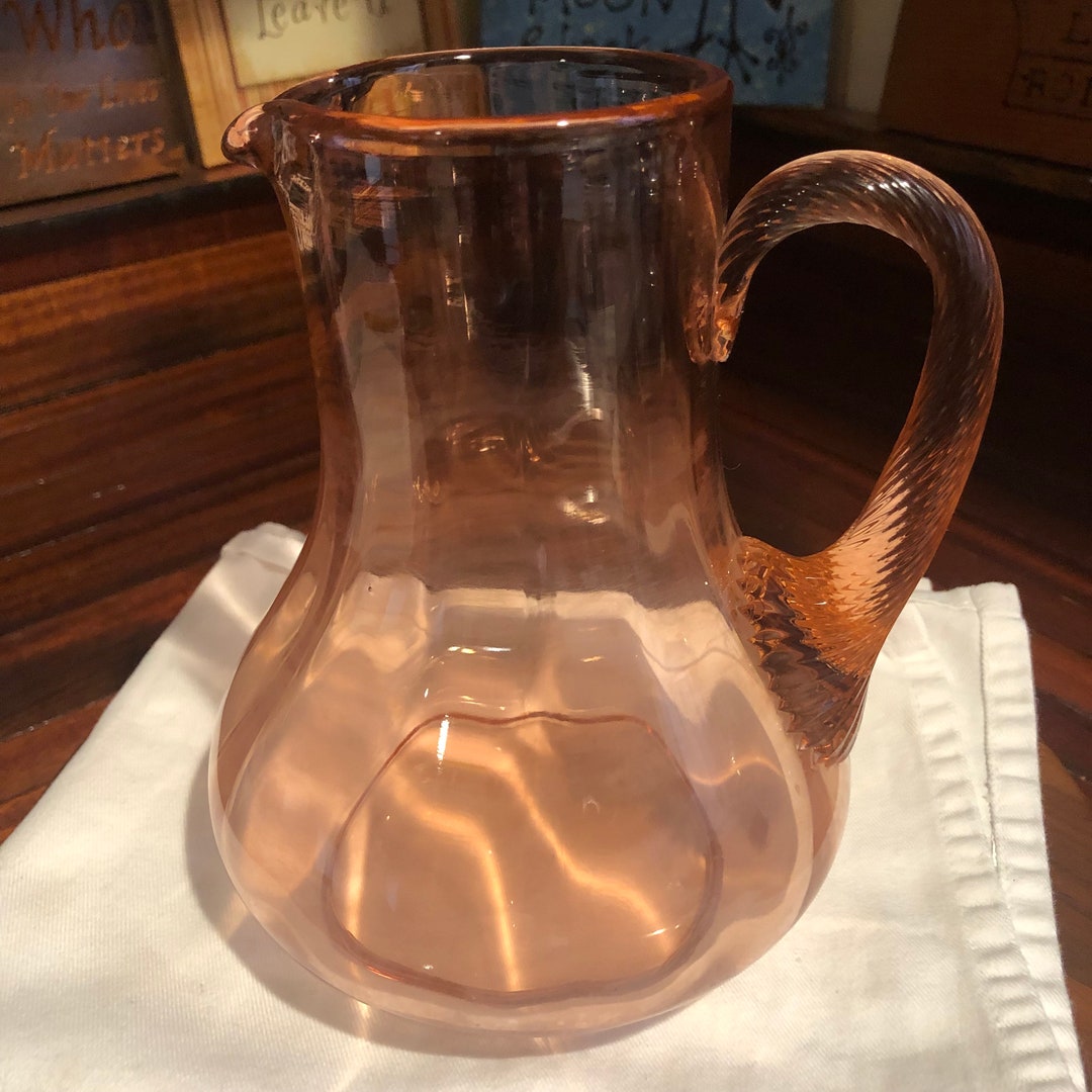 Antique Blush/pink Depression Glass Water Pitcher/juice Pitcher/free ...