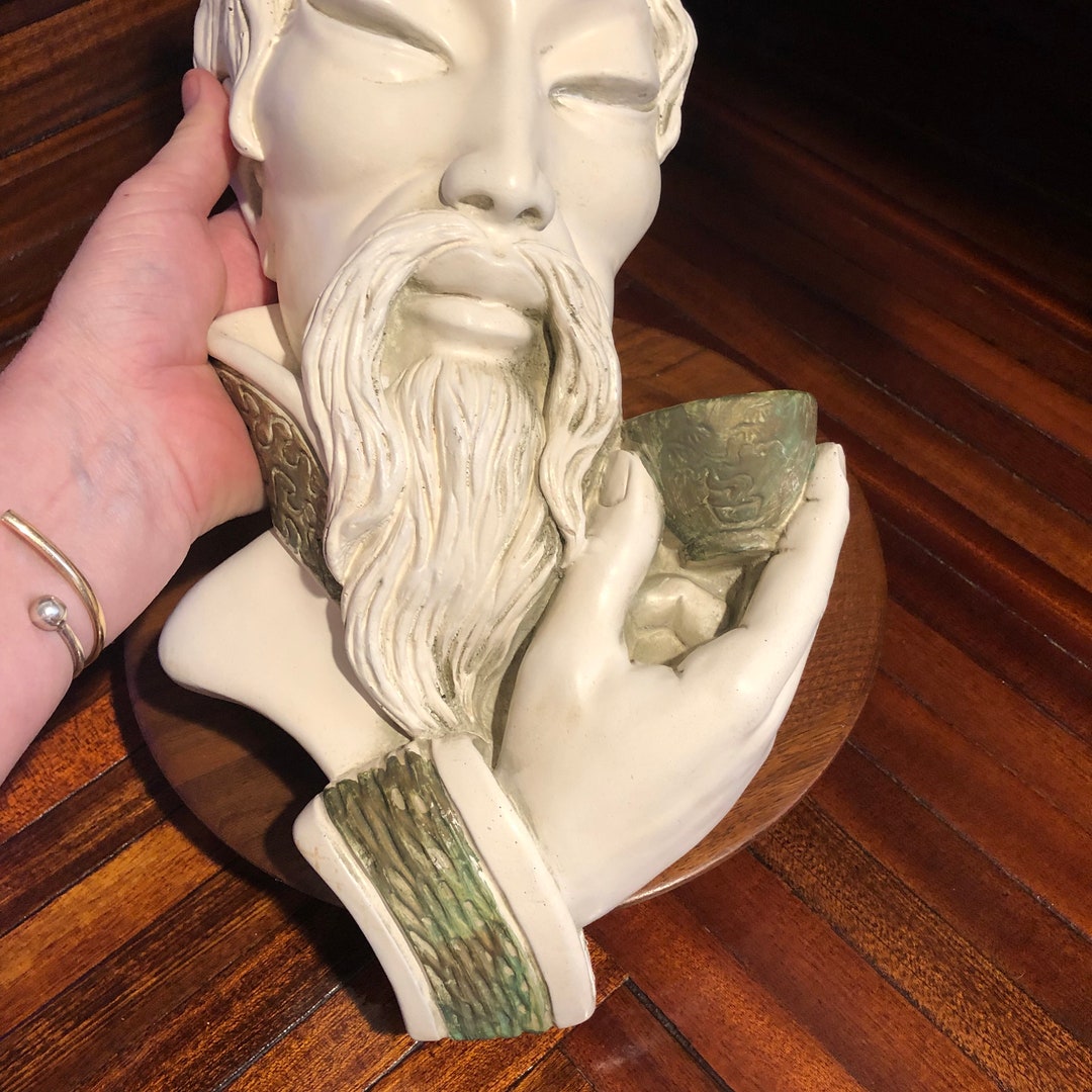 Vintage Plaster Chinese Man Drinking Tea or Saki/plaster Chinese Man ...