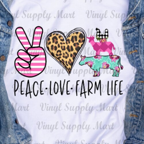 Peace Love Farm Life Sublimation Design DTG Printing | Etsy