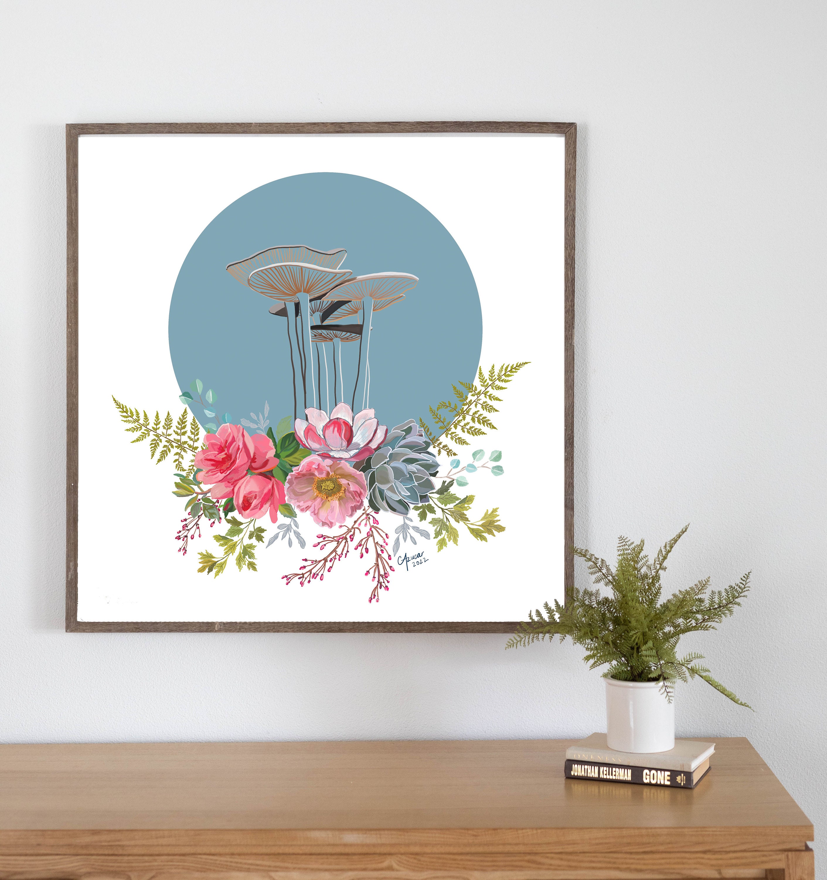 Floral Mushroom Printable Wall Art, Flowers and Mushrooms Downloadable ...