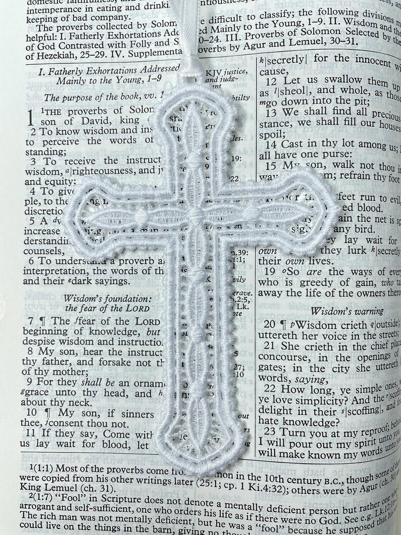 Freestanding Lace White Cross Bookmark - Etsy