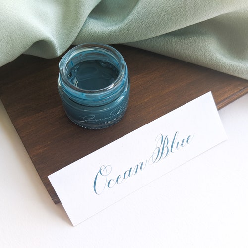 Ocean Blue Calligraphy Ink Shimmery Handmade Calligraphy Ink - Etsy