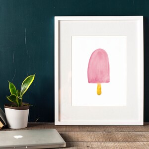 Watercolor Popsicle INSTANT DOWNLOAD Art, Watercolor Printables, Pink ...