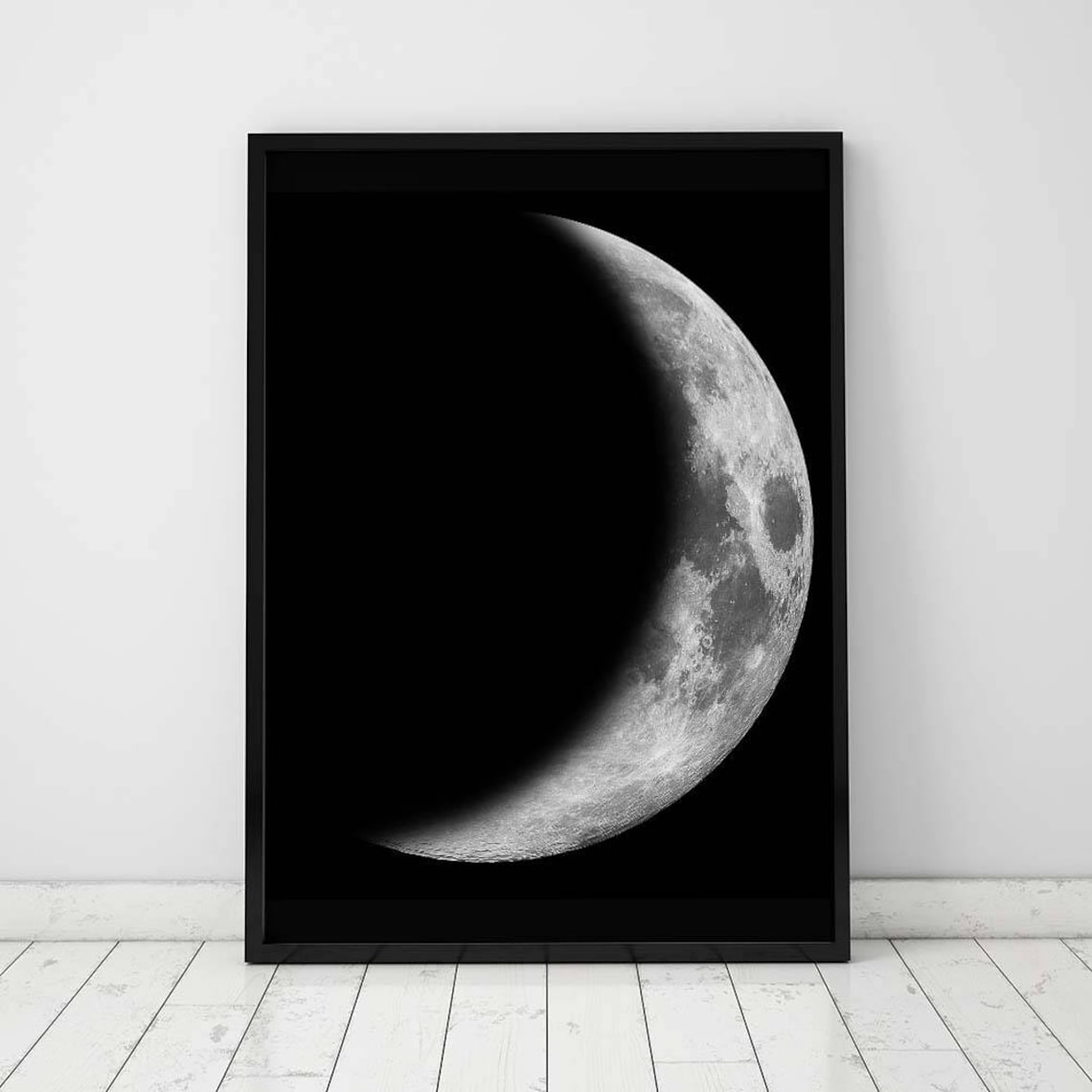 Quarter Moon Printable, INSTANT DOWNLOAD, Moon Printable, Black ...
