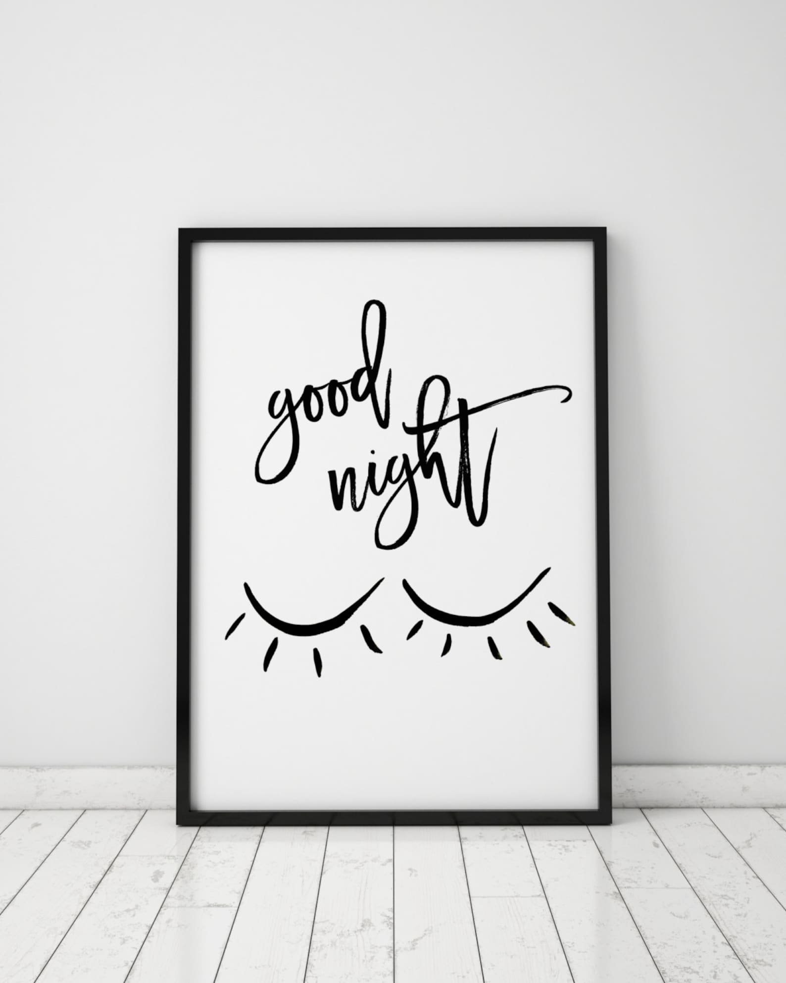 Good Night INSTANT DOWNLOAD Printable Art, Black and White Printable ...