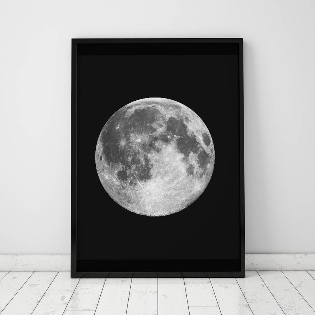 Full Moon Printable, INSTANT DOWNLOAD, Moon Printable, Black Printable ...