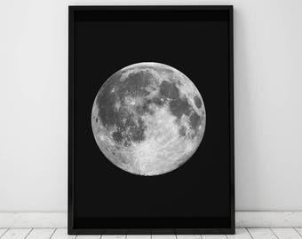 Full Moon Printable, INSTANT DOWNLOAD, Moon Printable, Kids Room, Moon ...