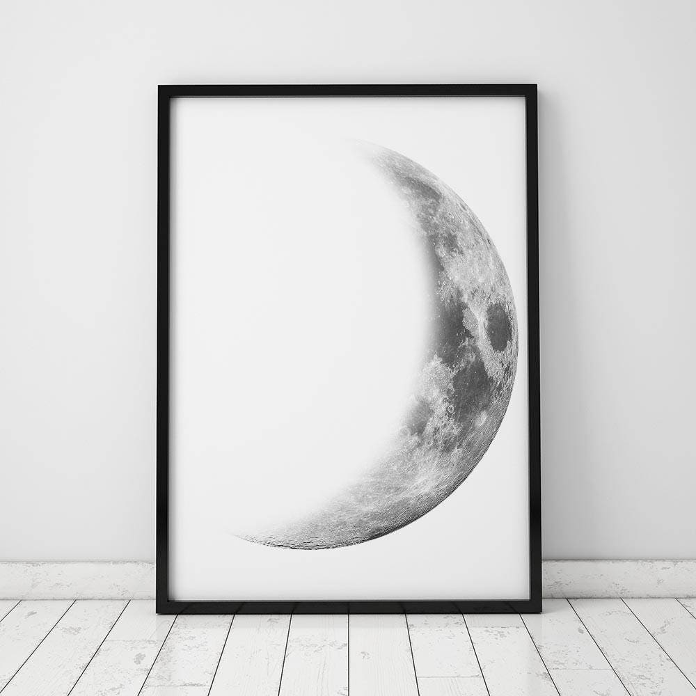 Quarter Moon Printable, INSTANT DOWNLOAD, Moon Printable, Quarter Moon ...
