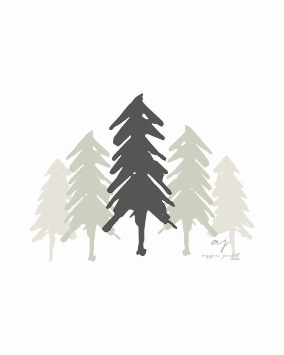 Tree Illustration INSTANT DOWNLOAD, Tree Poster, Green Trees Print ...