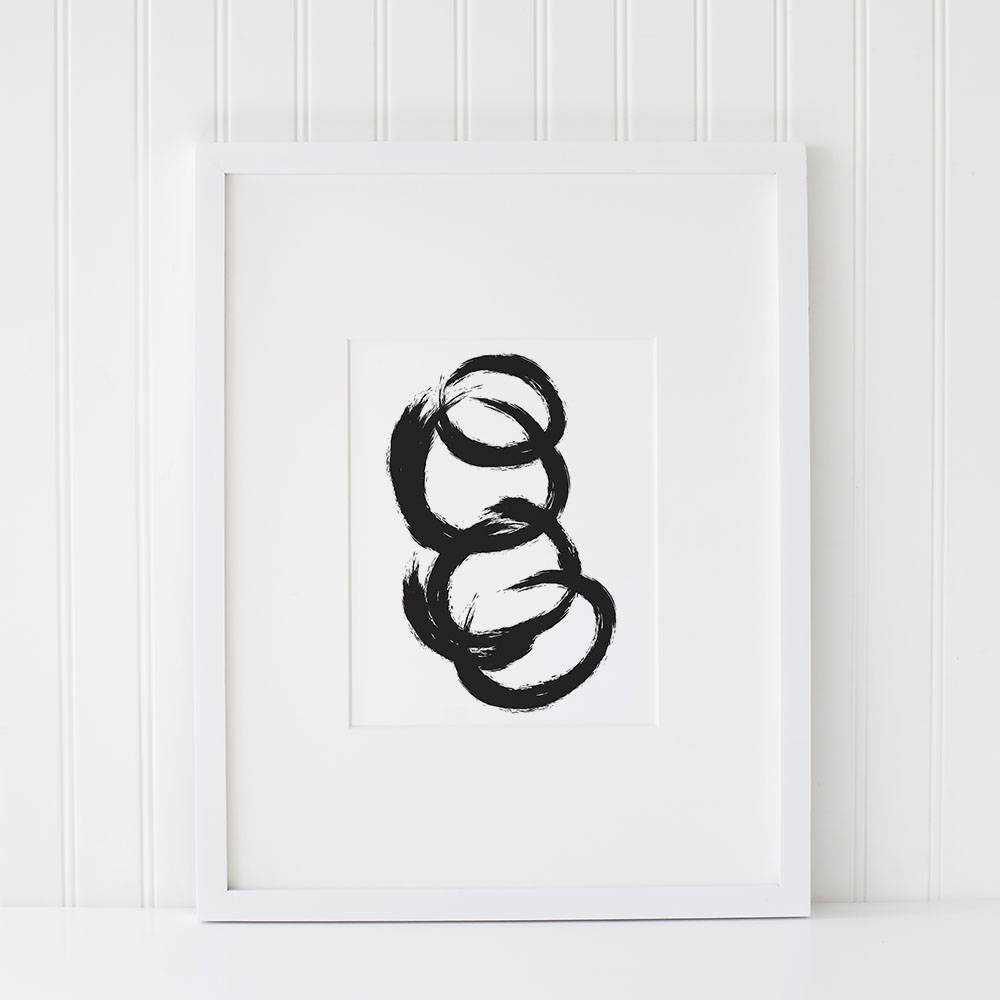 Black and White Minimalist Circle INSTANT DOWNLOAD Art, Rings Printable ...