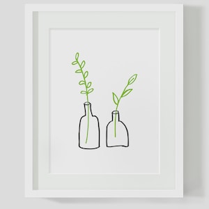 Minimalist Small Plants INSTANT DOWNLOAD Illustration Art, Green Poster ...