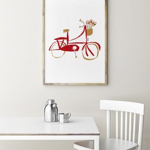 Red Bicycle Illustration, Large Poster Printable, 24x36, Nursery ...