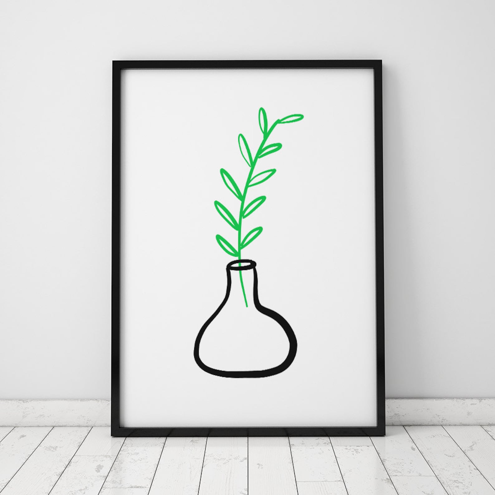 Minimalist Small Plant INSTANT DOWNLOAD Illustration Art, Green ...