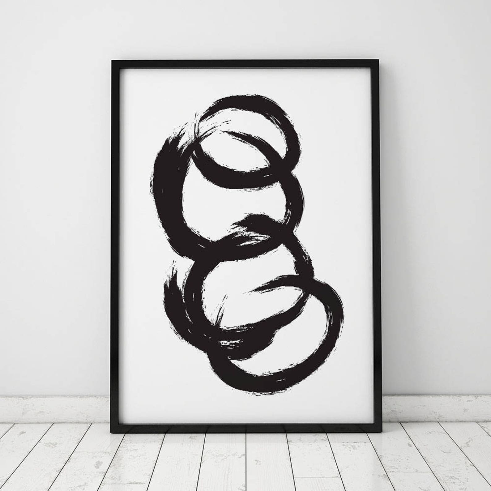 Black and White Minimalist Circle INSTANT DOWNLOAD Art, Rings Printable ...