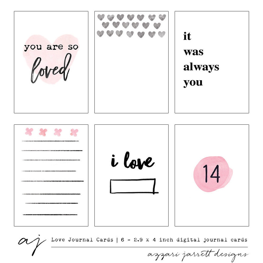 Love Journal Cards, Digital Printable Journal Cards, Project Life ...