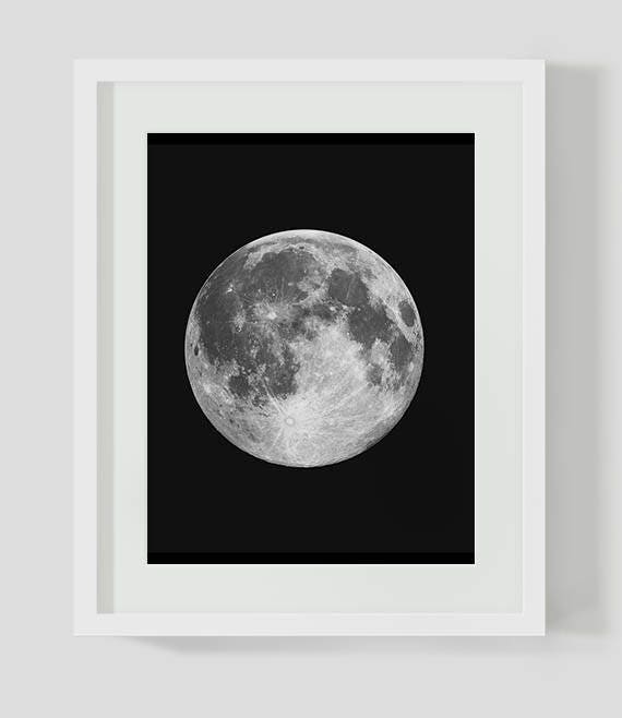 Full Moon Printable, INSTANT DOWNLOAD, Moon Printable, Black Printable ...