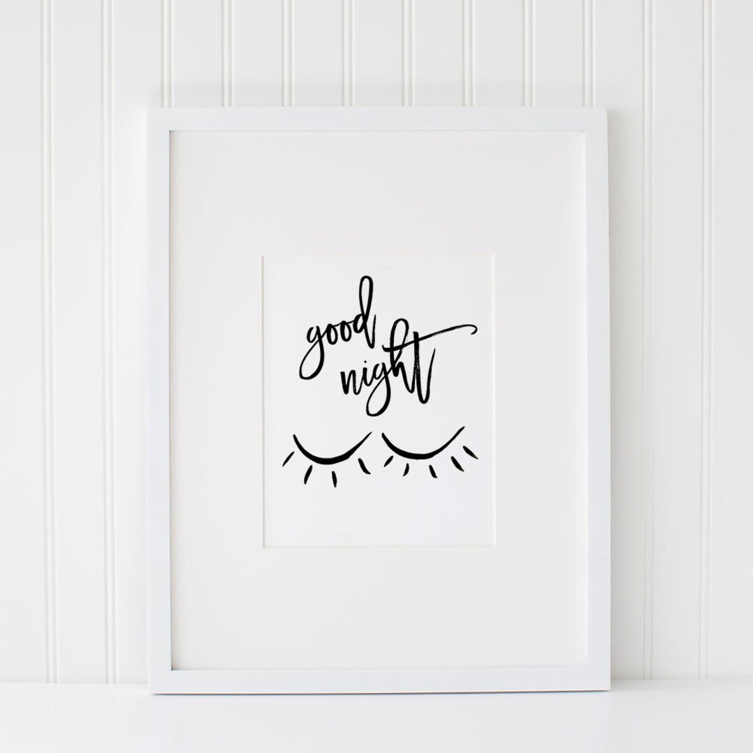 Good Night INSTANT DOWNLOAD Printable Art, Black and White Printable ...
