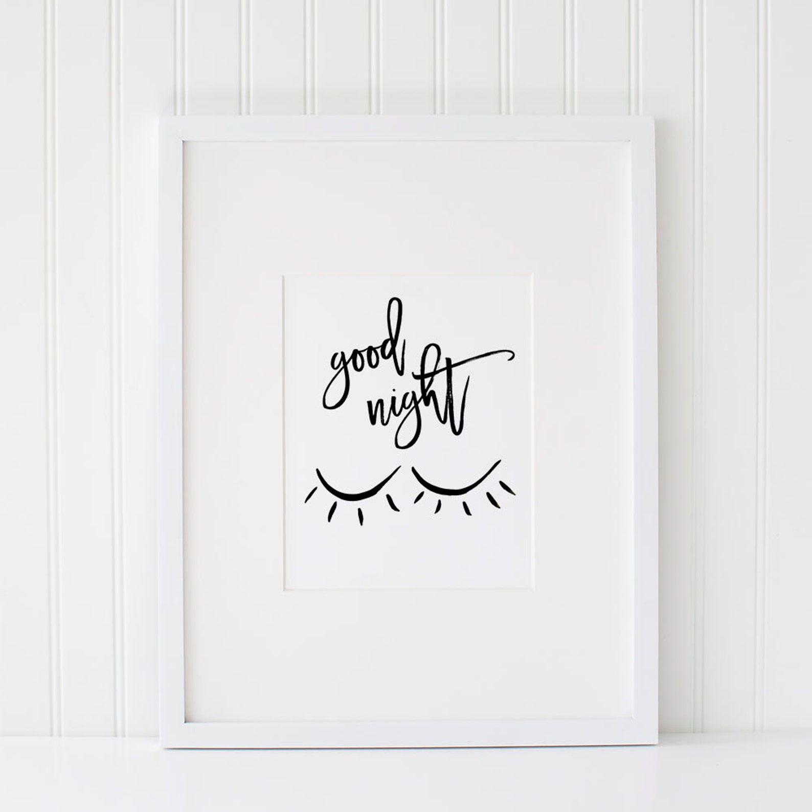 Good Night INSTANT DOWNLOAD Printable Art, Black and White Printable ...