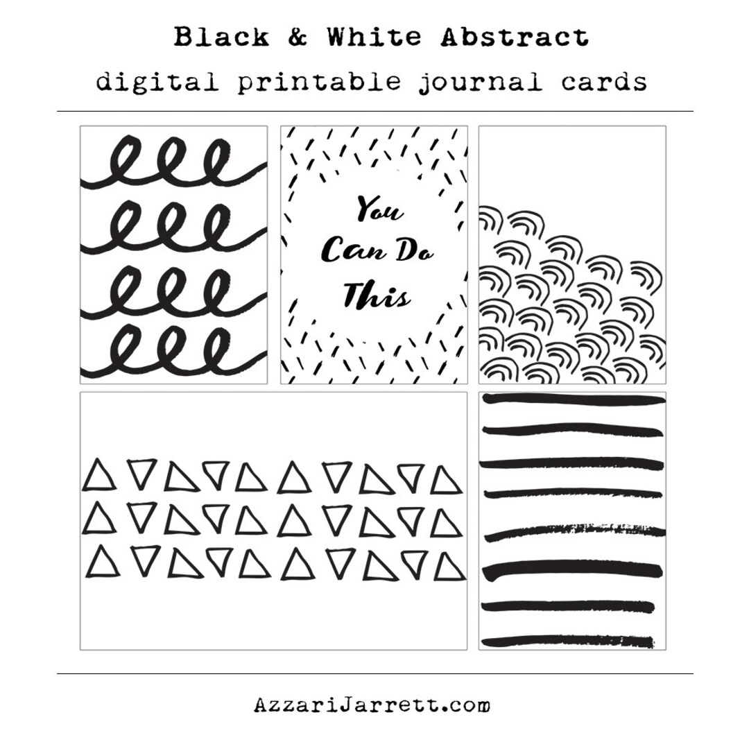 Black and White Abstract Digital Project Life Cards - Black and White ...