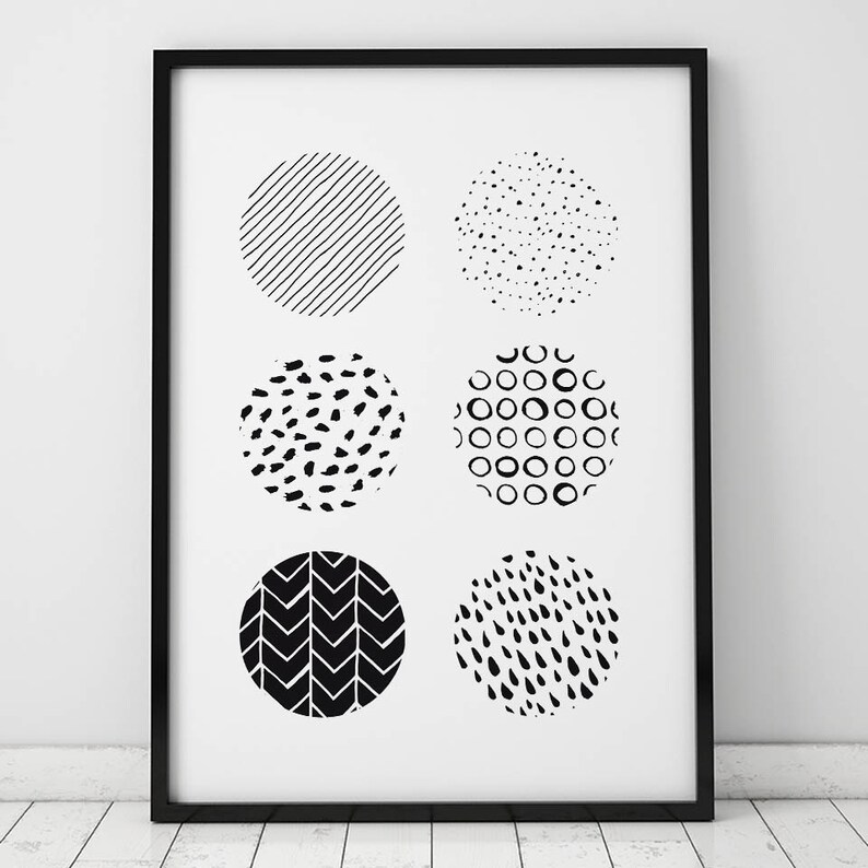 Abstract Circles INSTANT DOWNLOAD Printable Art, Black and White Wall ...