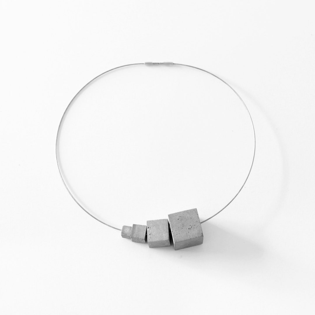 Textured Necklace With 11 Concrete Cube Modules From the Modern ...