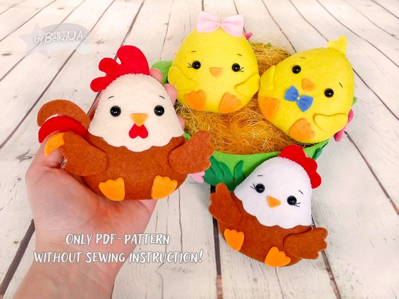 Easter Decor Felt Sewing Pattern Set of 4 PDF Without - Etsy