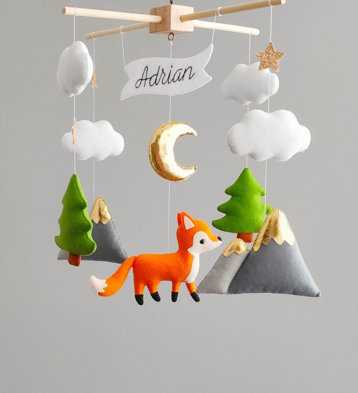 Baby mobile fox nursery decor for boy animal woodland mobile | Etsy