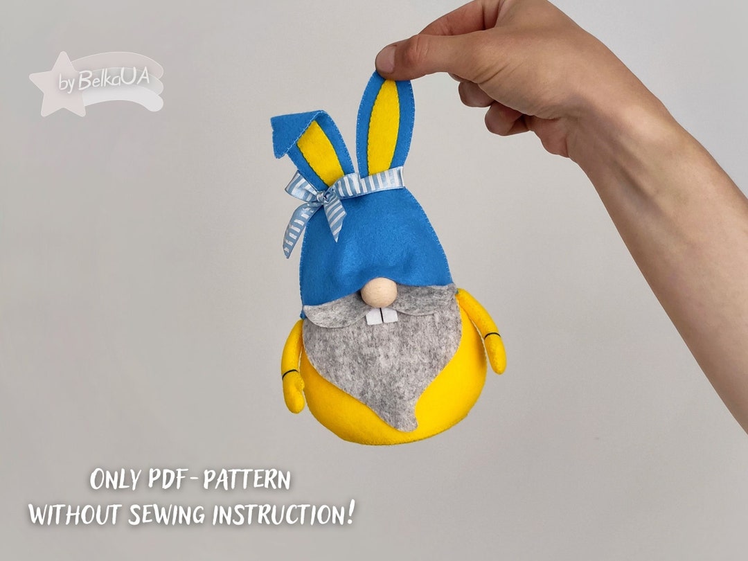 Bunny Gnome Sewing Pattern, Felt Ornaments Gnome PDF Pattern, Easter ...