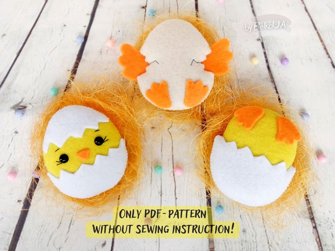 Easter Chick in Egg Sewing Pattern Set of 3 PDF Without Instructions ...