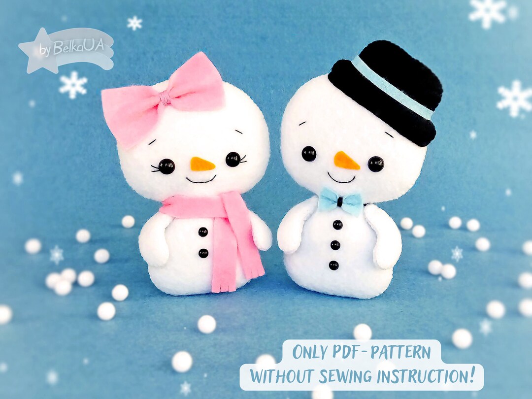 Snowman Felt Sewing Pattern Pdf Without Instructions, Make Your Own Toy ...