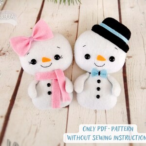 Snowman Felt Sewing Pattern Pdf Without Instructions, Make Your Own Toy ...