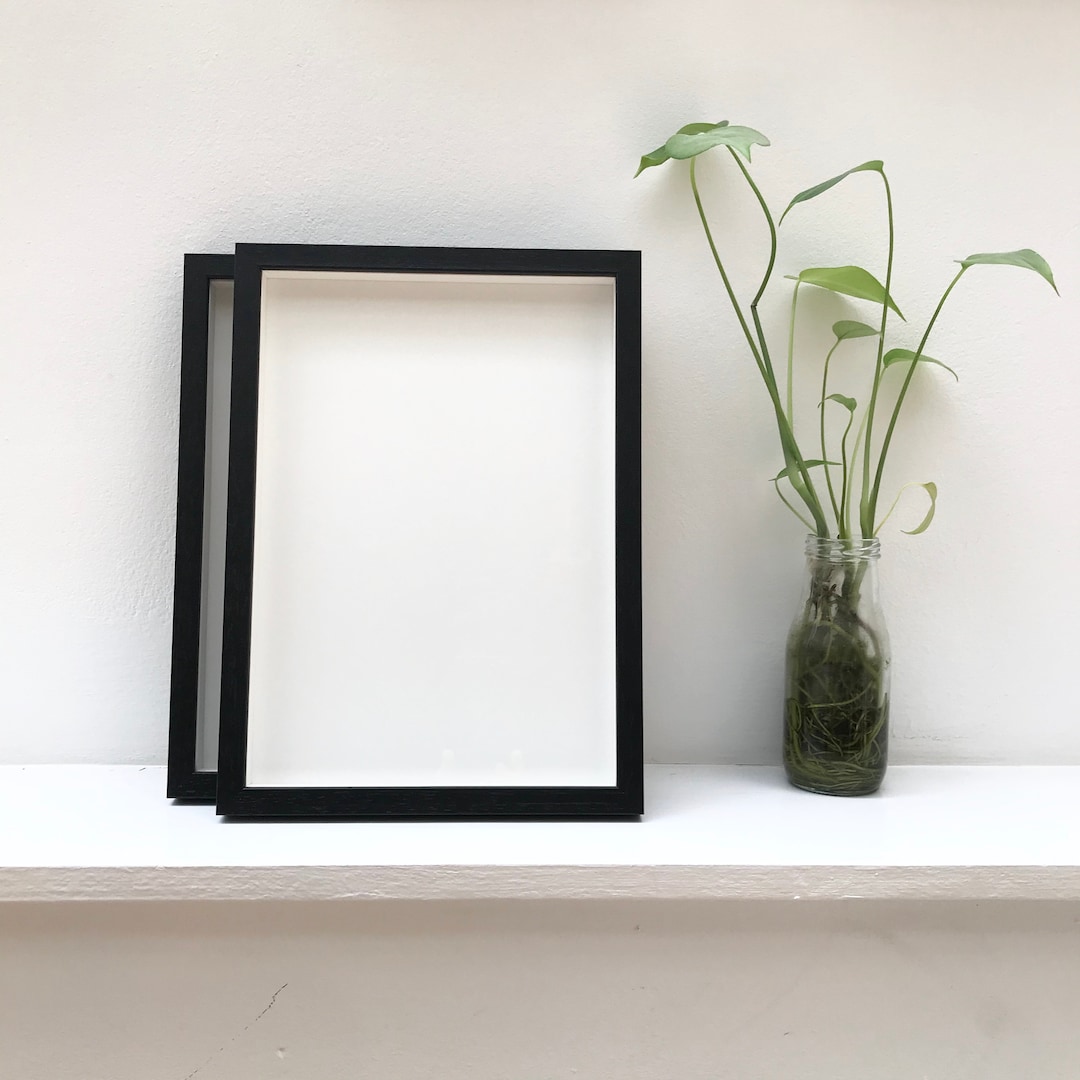 Box Frame • A4/8x10in • Thin Black Wood • Shadow Frame for Picture ...