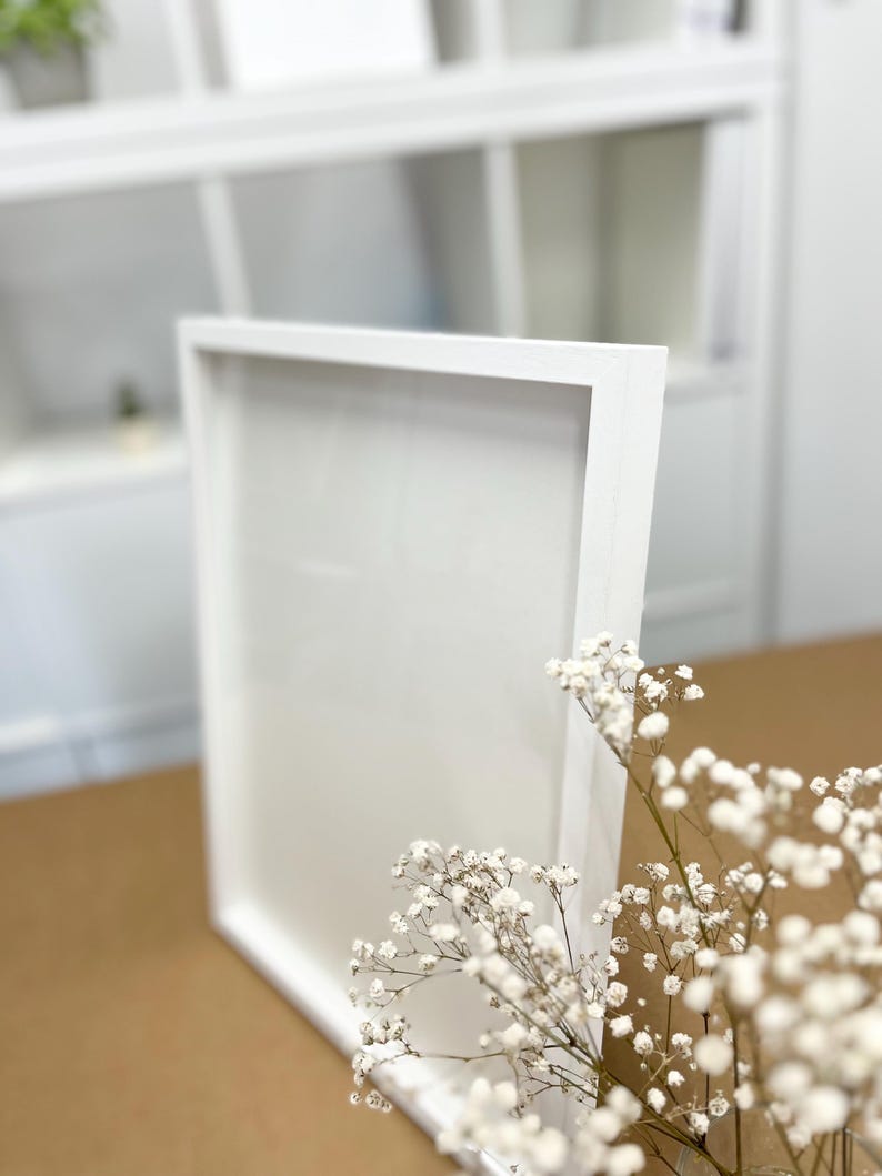 All Sizes • Thin White Wood Box Frame • Handmade Picture Frame - Etsy