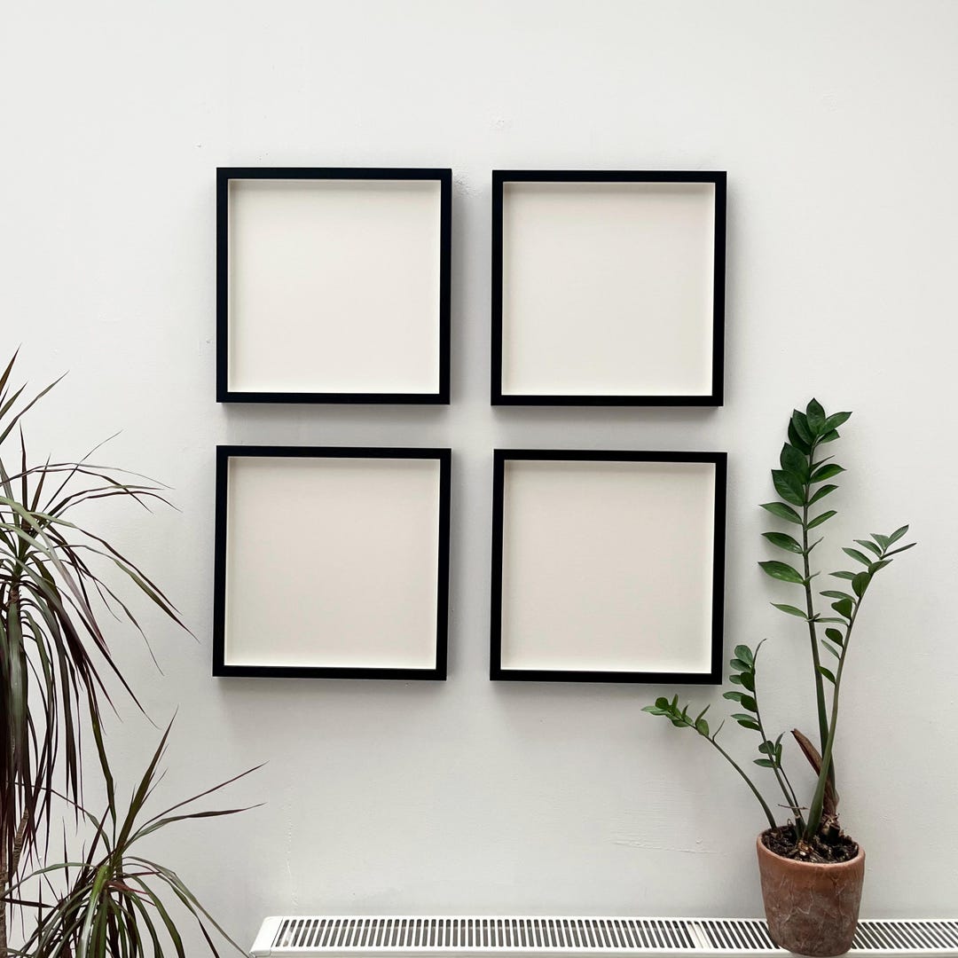 Set of 4 Black Square Box Frames • 30x30cm Picture Frame • Thin Black ...