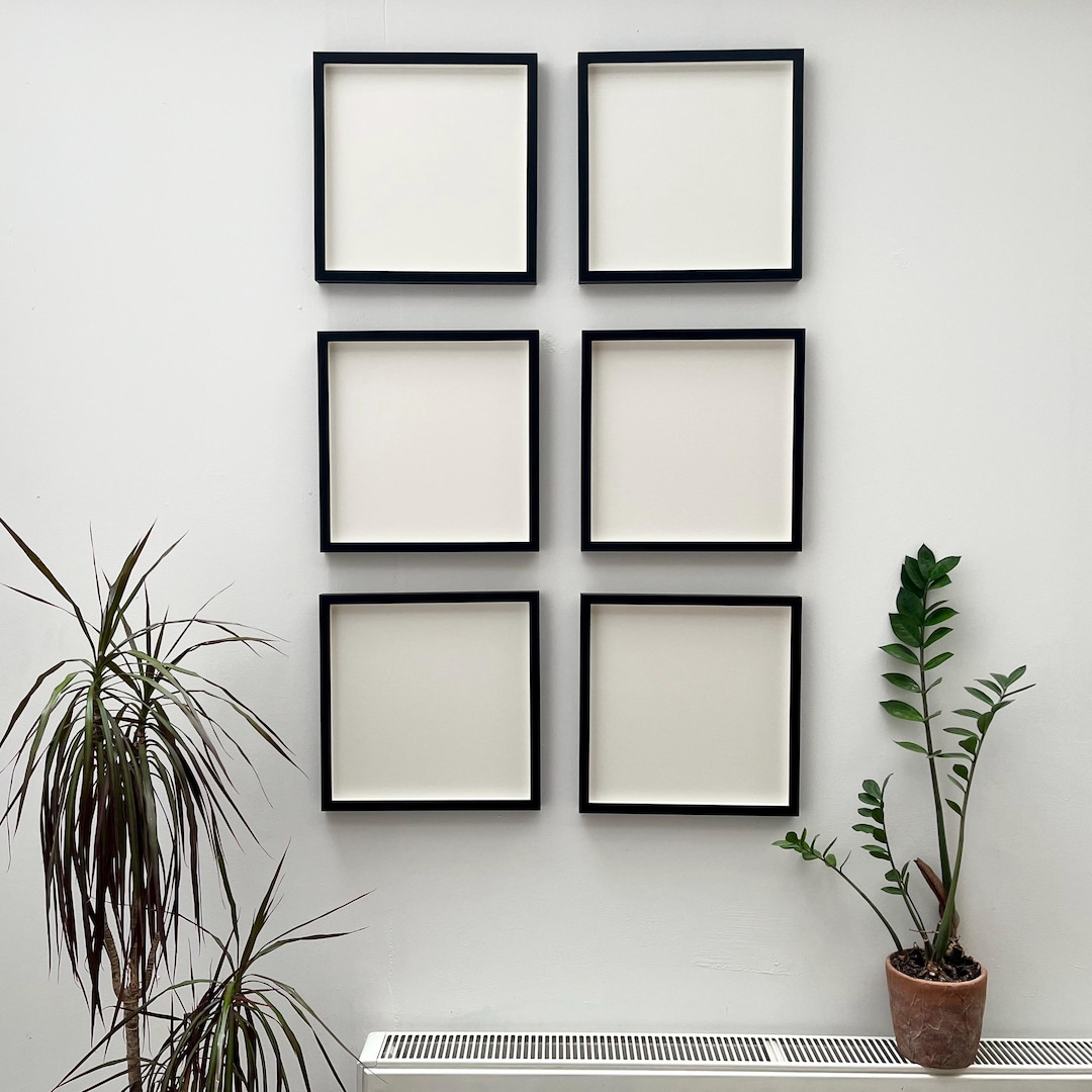Set of 6 Black Square Box Frames • 30x30cm Picture Frame • Thin Black ...