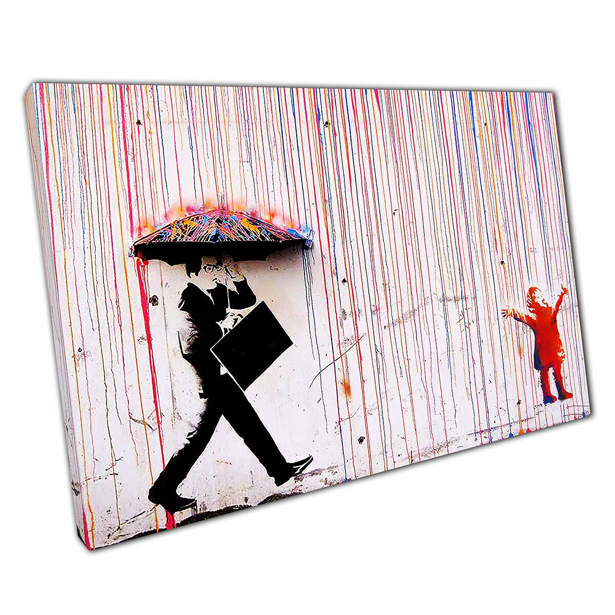 Banksy Coloured Rain Girl Banksy Canvas Street Art Graffiti Etsy
