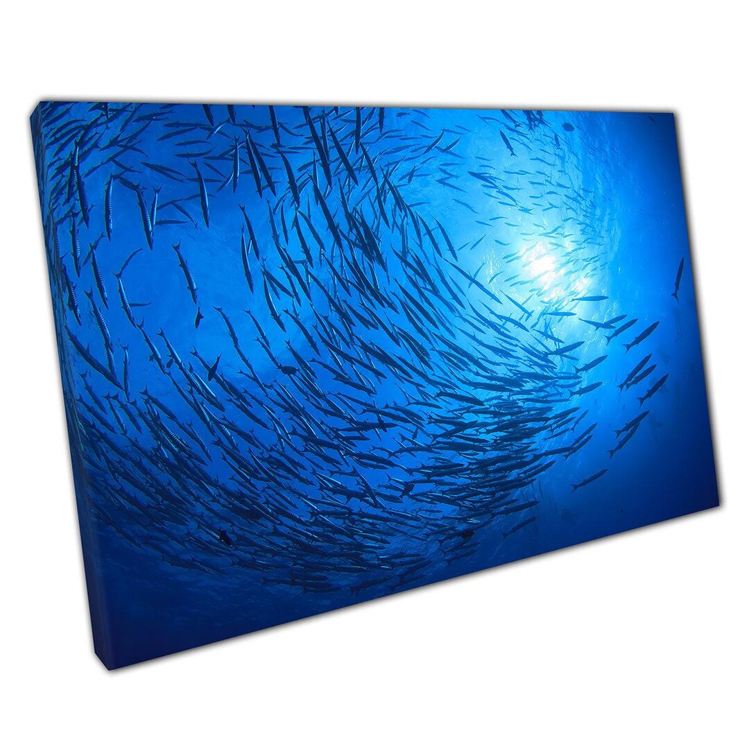 Barracuda School Underwater Canvas Print: Aquatic Wall Art for Home ...
