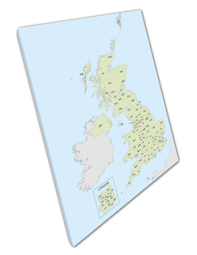 Traditional Postcode Map of the United Kingdom Light Blue - Etsy
