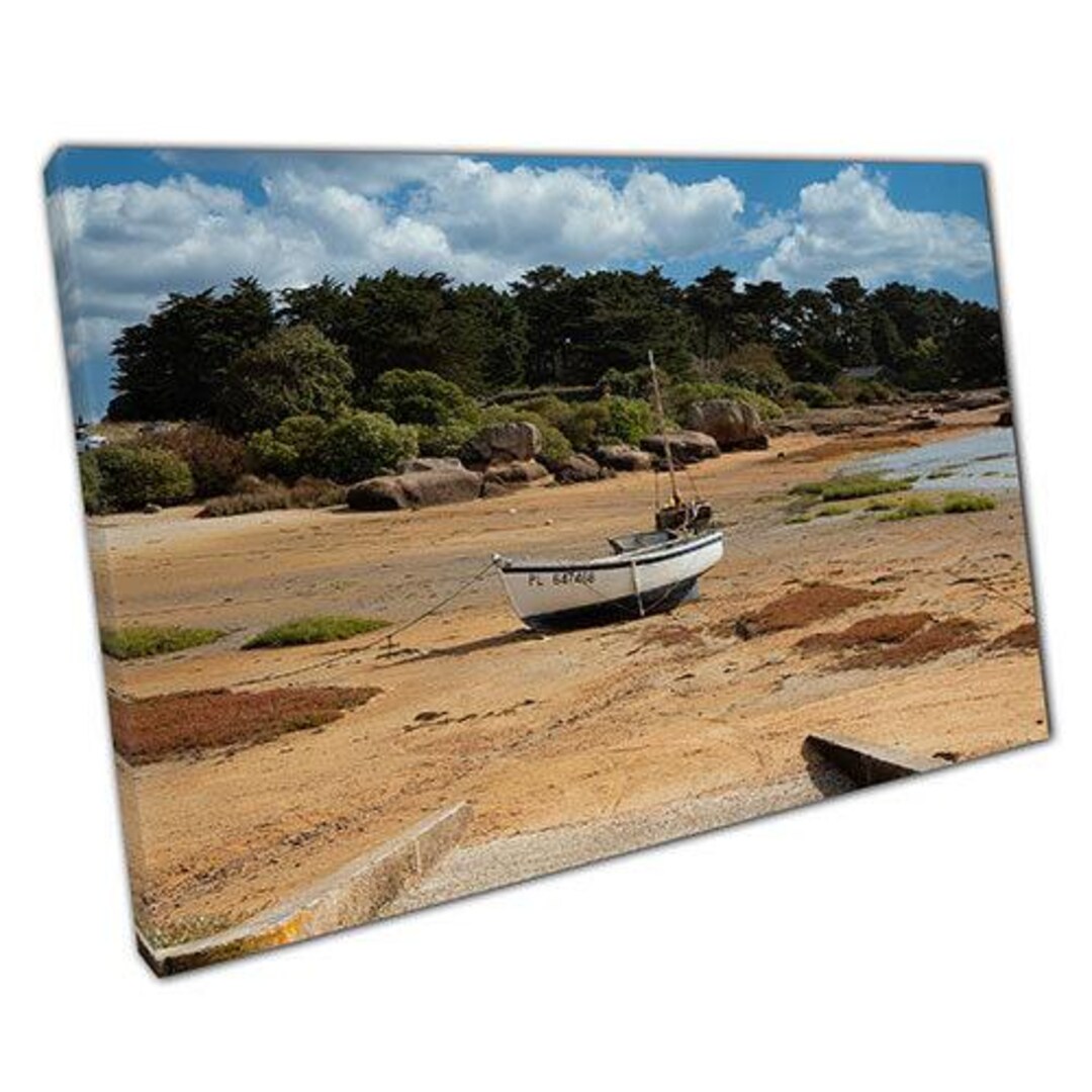Coastal Washed up Boat Canvas Print: Scenic Beach Wall Art for Home ...