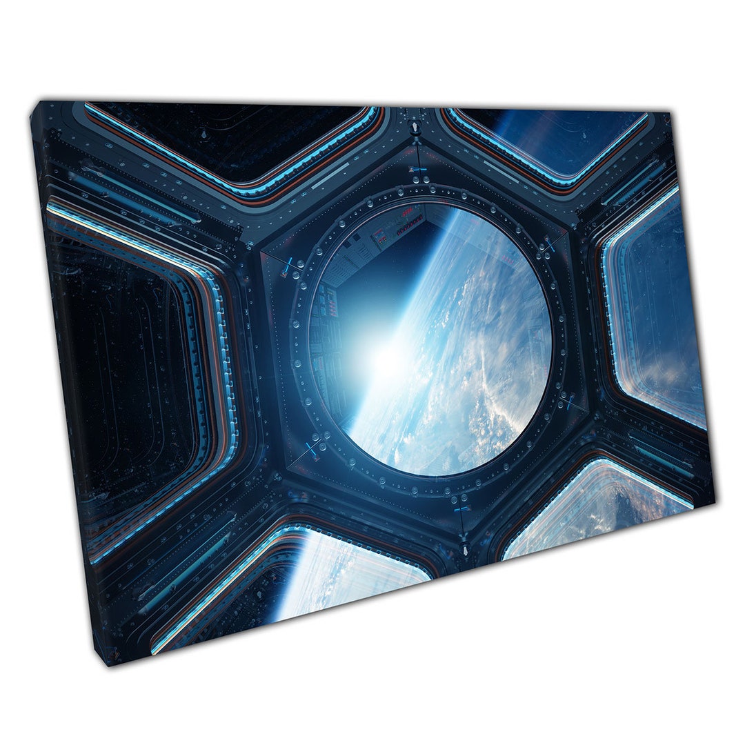 View Out of Space Station Window Overlooking Planet Earth Space ...