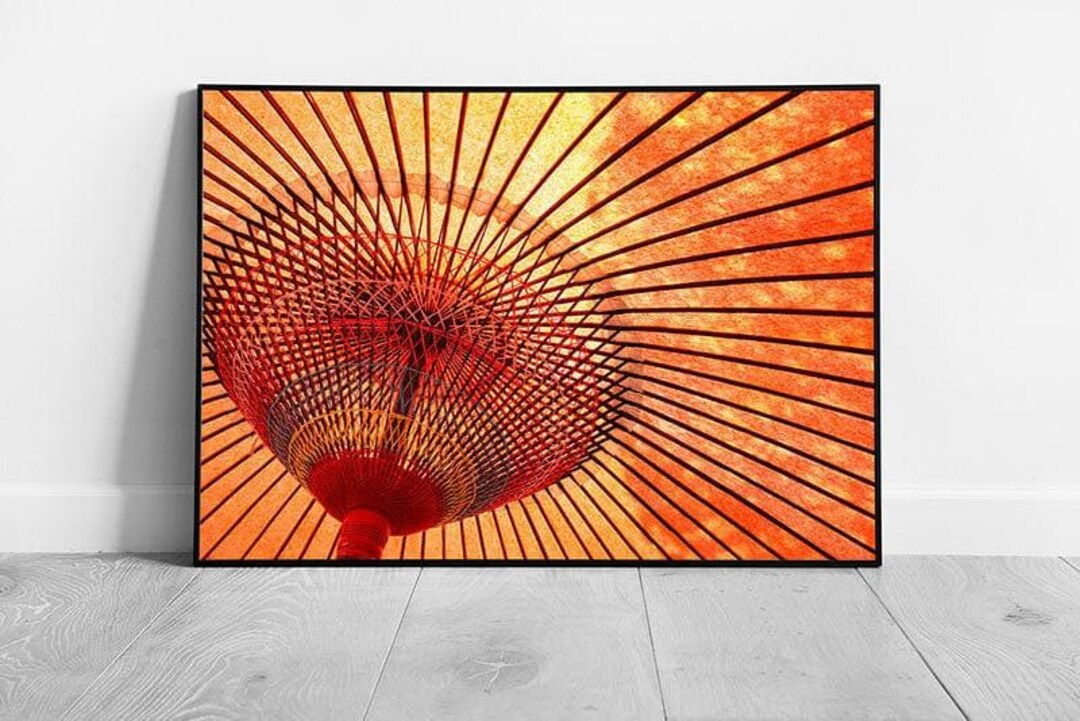 Elegant Asian Wagasa Umbrella Wall Art Print: Framed Japanese Oil Paper ...