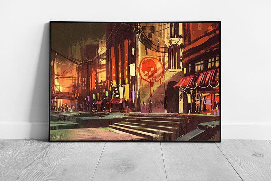 Fantasy Street Scene Wall Art: Framed Ready-to-hang Print on Paper for ...